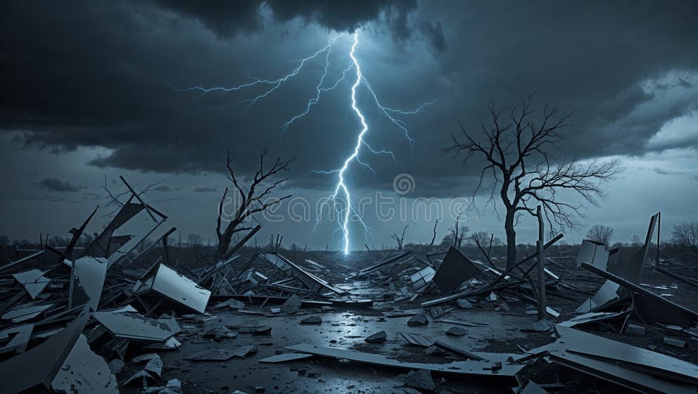 A Broken Scene in the Heart of the Storm, Where Lightning Strikes Twice ...