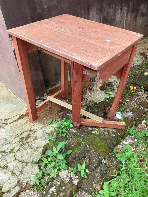 A Broken School Bench Sat Behind the School Building Stock Image ...