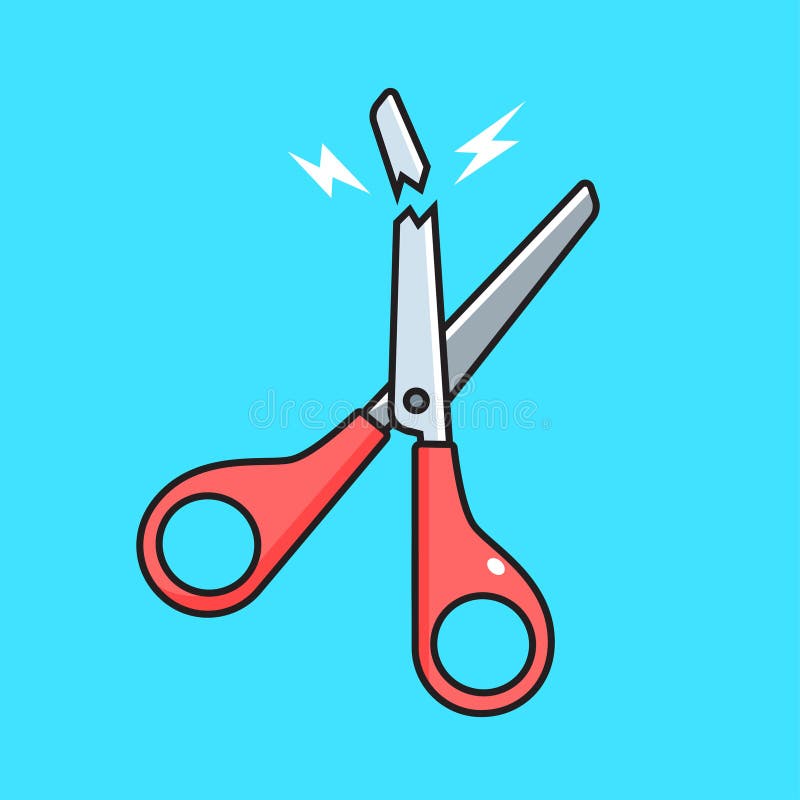 A Broken Scissor with a Blue Background. Vector Illustration Stock ...