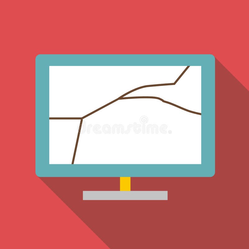 Broken Screen of Computer Icon, Flat Style Stock Illustration ...
