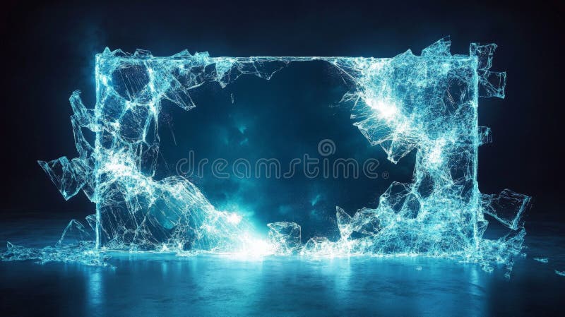 Broken Screen Effect Showing Digital World Access with Futuristic ...