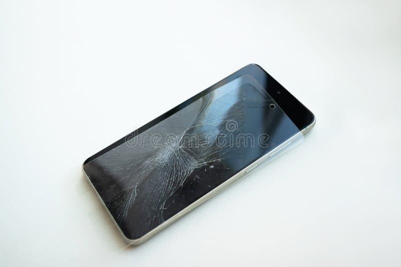 Broken Screen Glass Protector on Smartphone. Stock Photo - Image of ...