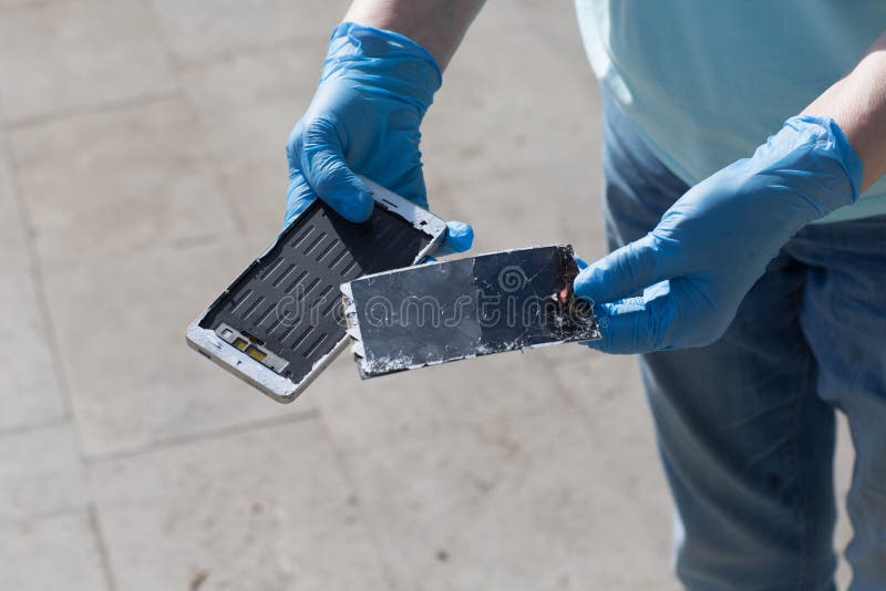 Broken Screen Mobile Phone Lies on Ground. Stock Image - Image of ...