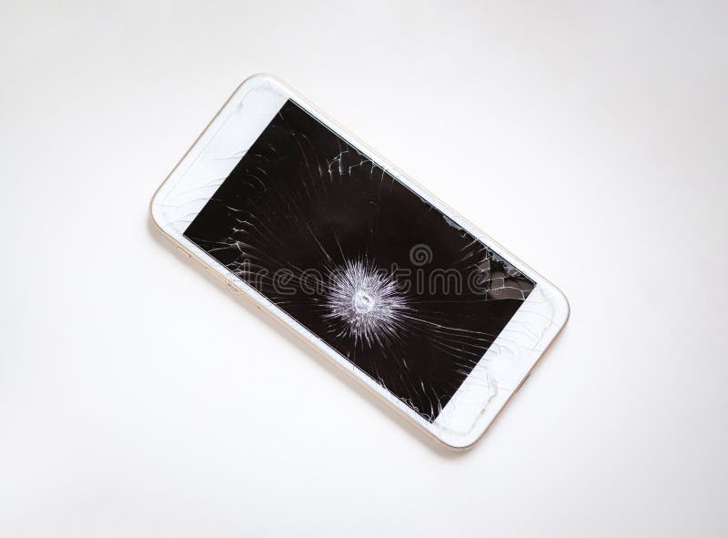 589 Mobile Smartphone Crashed Cracked Broken Screen Isolated White ...