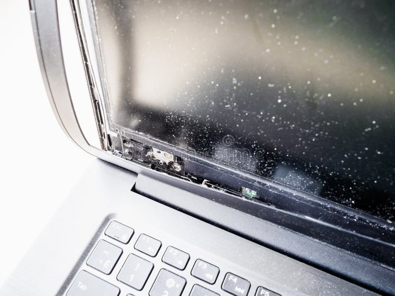 Broken Screen Mount of Old Laptop Close Up Stock Image - Image of ...