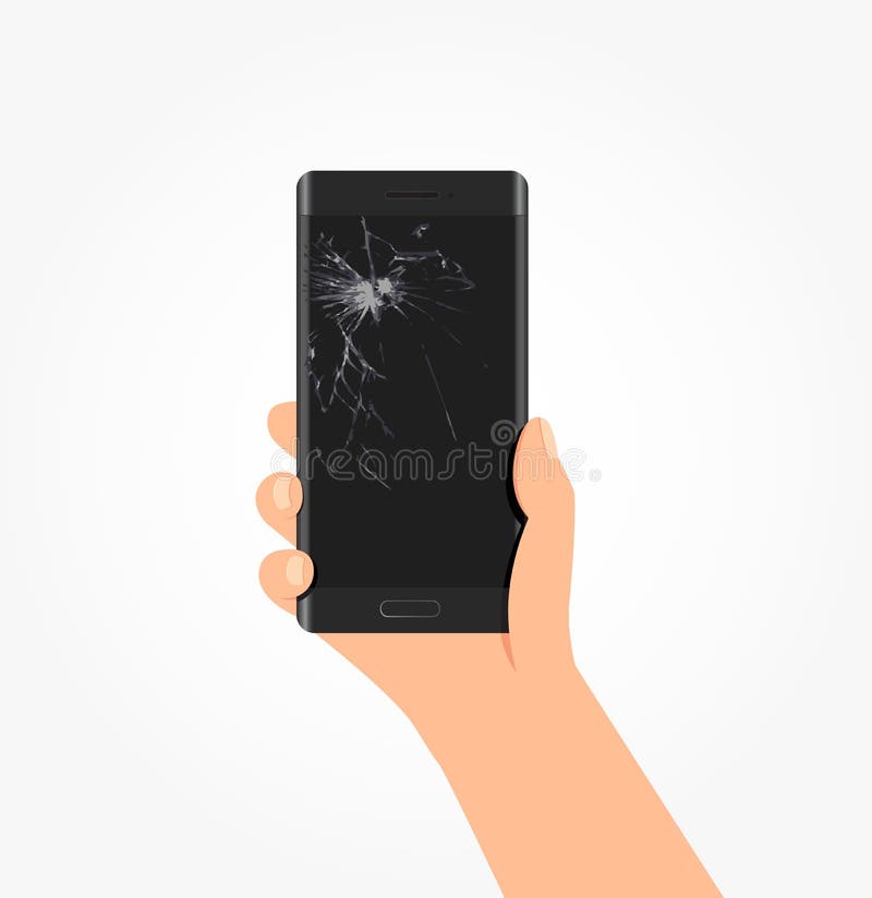 Broken Screen Phone Vector stock vector. Illustration of cellphone ...