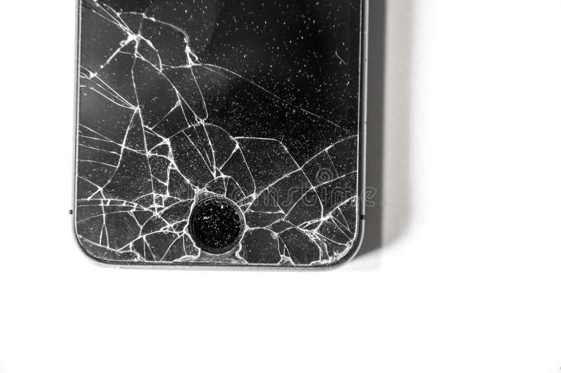 Broken Screen on Smartphone. Damaged Screen Isolated on White ...