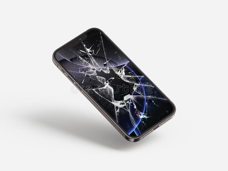 Broken Screen - Smashed Screen Mobile Phone Isolated on White ...