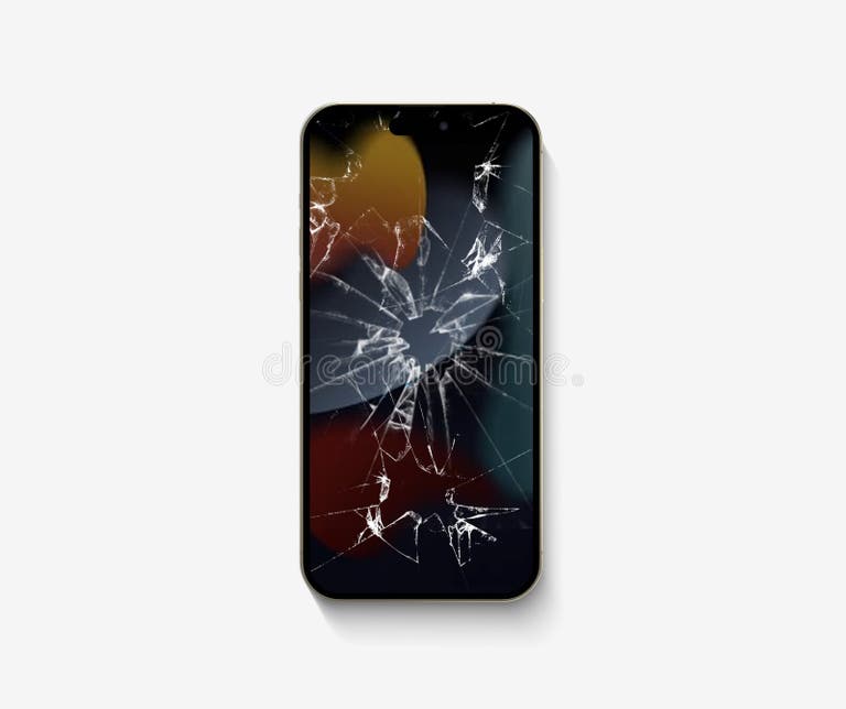 Broken Screen - Smashed Screen Mobile Phone Isolated on White ...