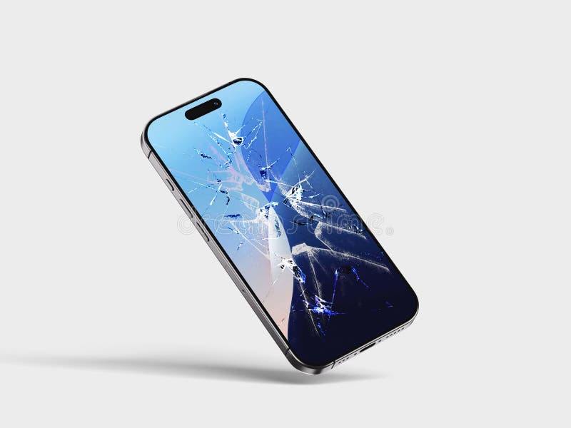 Broken Screen - Smashed Screen Mobile Phone Isolated on White ...