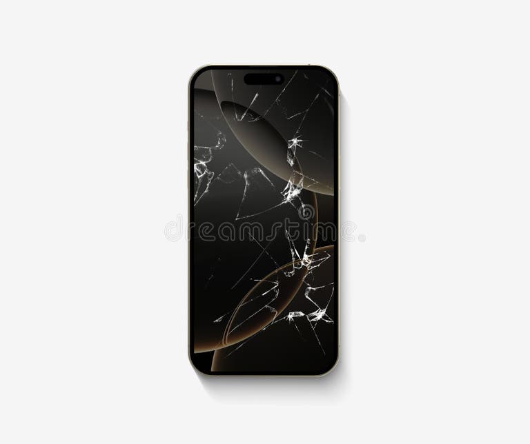 Broken Screen - Smashed Screen Mobile Phone Isolated on White ...