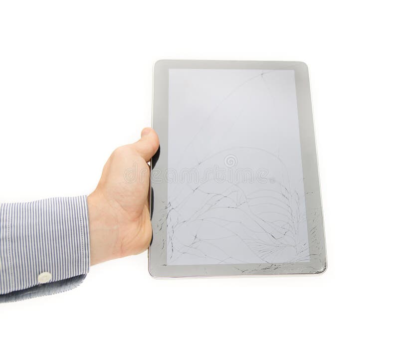 Broken Tablet with a Hammer Stock Photo - Image of smartphone, glass ...