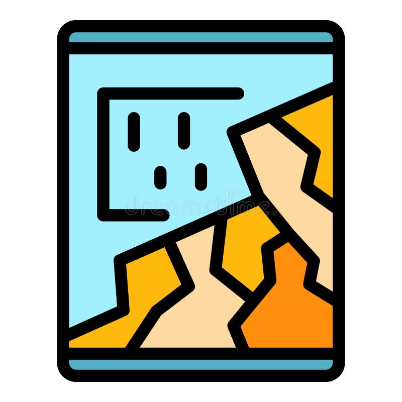 Broken Screen Tablet Icon Color Outline Vector Stock Vector ...