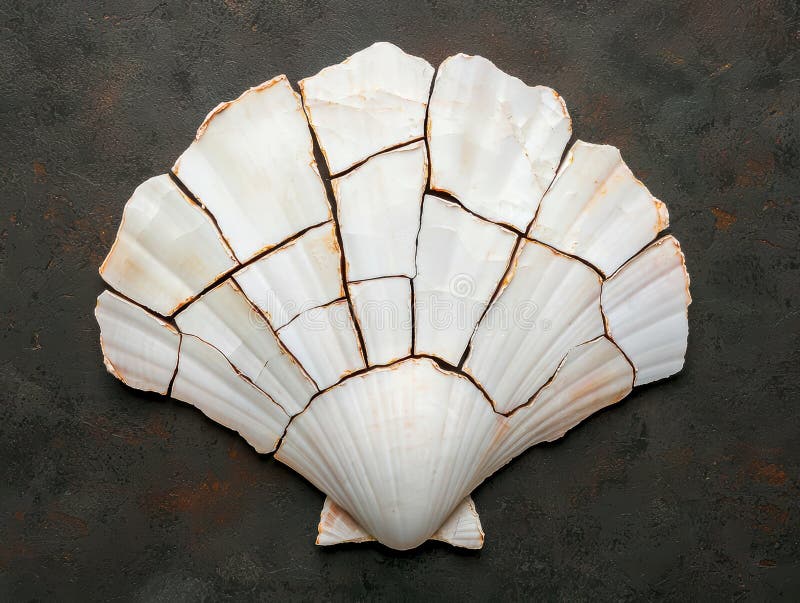 Broken Seashell on Dark Background Stock Illustration - Illustration of ...