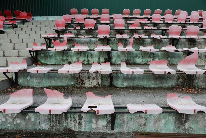 Broken Seats in the Stadium Stock Image - Image of hooligan, debris ...