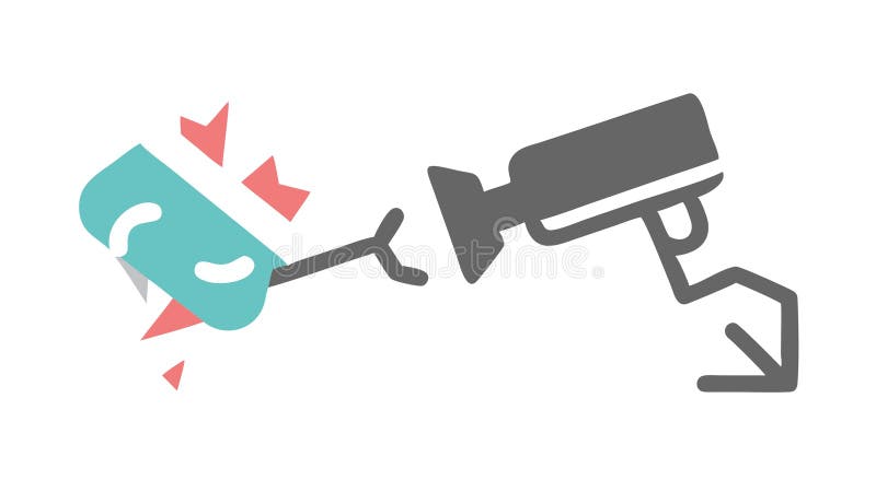 Broken Security Camera Icon, Surveillance Failure, Vector Design ...