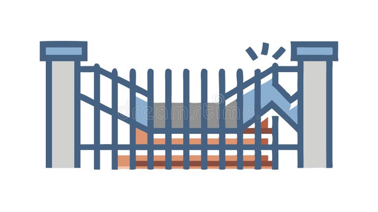 Broken Security Gate Icon, Access Breach Vulnerability, Vector Design ...