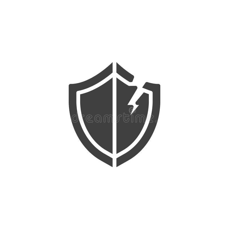 Broken Security Shield Vector Icon Stock Vector - Illustration of ...