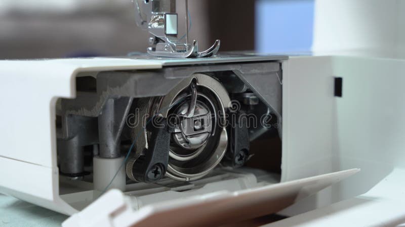 Broken Sewing Machine Chews Threads on Table in Workshop Stock Video ...