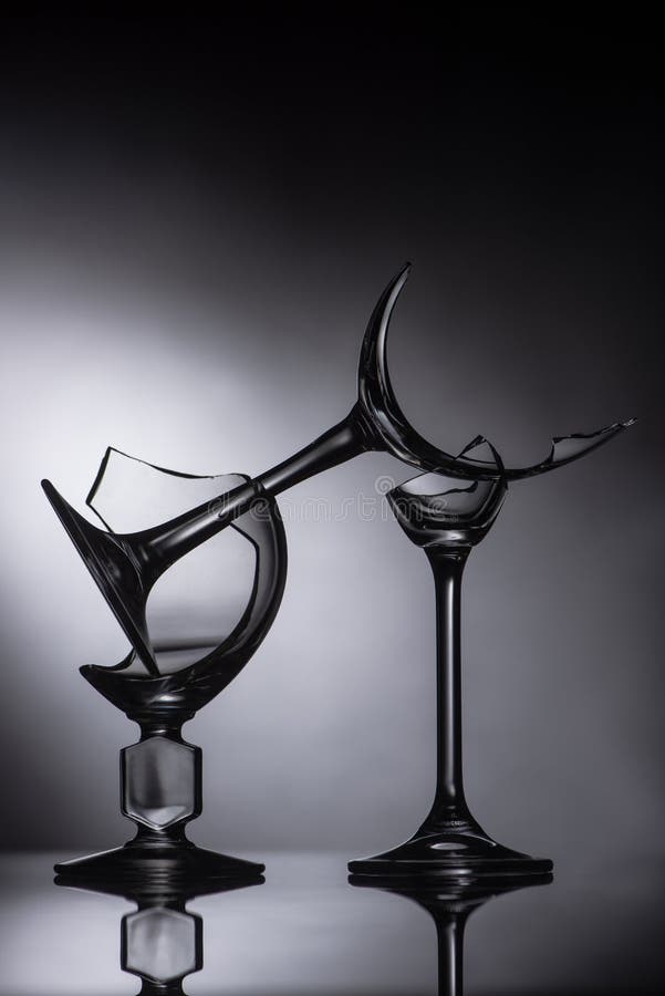 Broken sharp glass on dark stock image. Image of pieces - 183646657