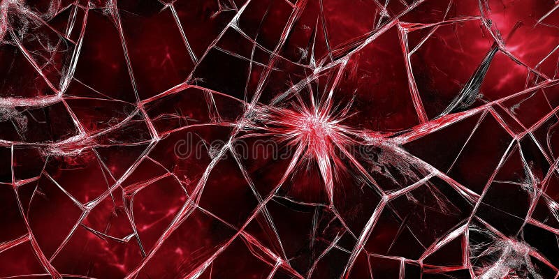 Broken, Shattered Glass with Red Light Burst, Abstract, Fragmentation ...