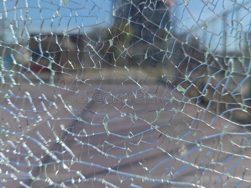 Broken and Shattered Glass with a Spider Web Pattern, Broken Glass Concept Stock Photo - Image ...