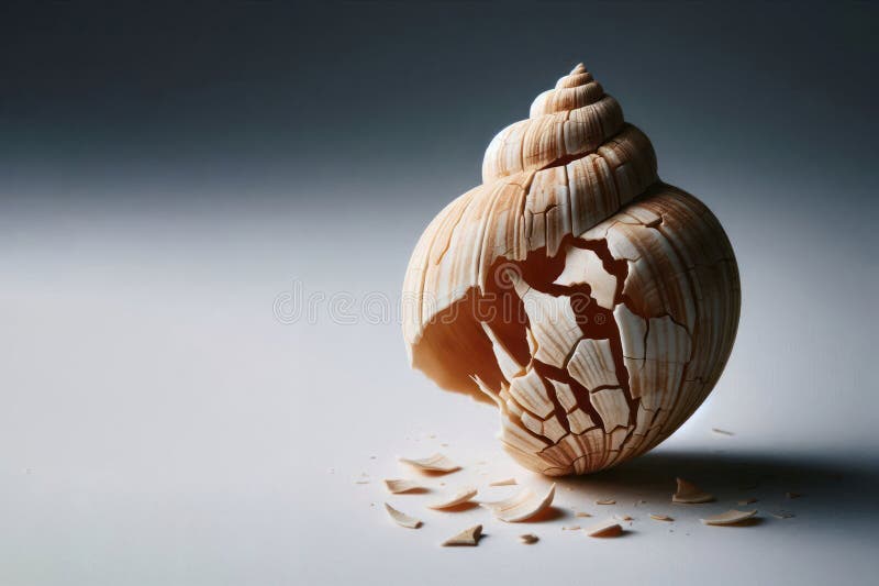 A Broken Shell on a Clean Background. Space for Text. Stock Image ...