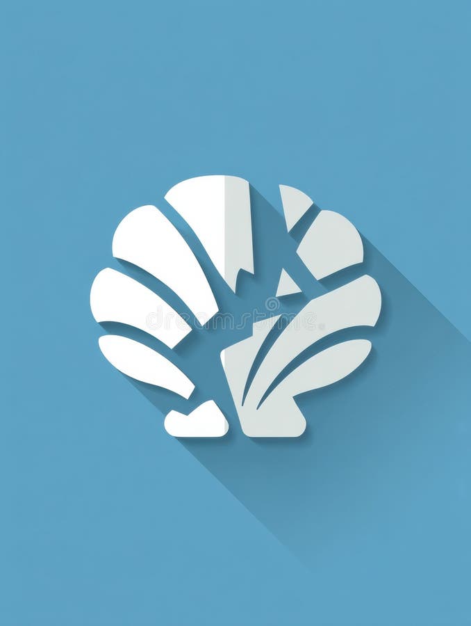 Broken Shell Icon with Central Logo Space Casting a Subtle Shadow on a ...
