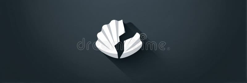 Broken Shell Icon with Subtle Shadow and Central Logo Space for ...