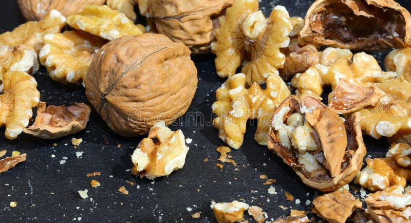 Broken Shells of Walnuts with the Edible Kernel Stock Image - Image of ...