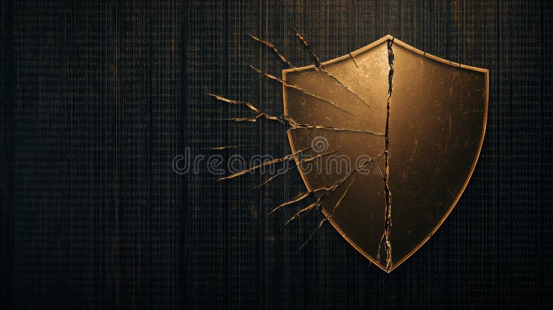 Broken Shield on Black Background, a Symbol of Vulnerability and ...