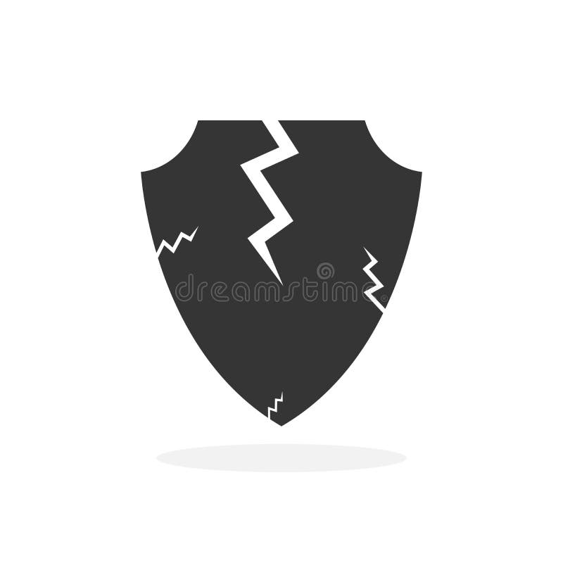 Broken shield icon stock vector. Illustration of decoration - 46988682