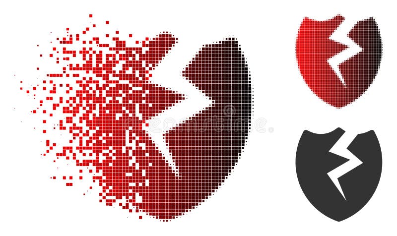 Dissolved Dot Halftone Broken Shield Icon Stock Vector - Illustration ...