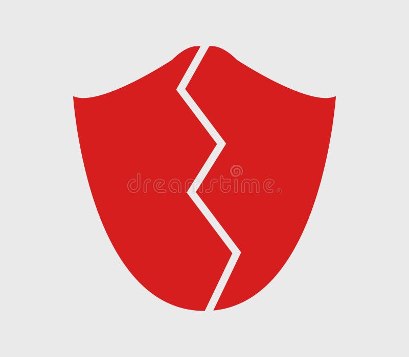 Broken Shield Icon Illustrated Stock Illustration - Illustration of ...