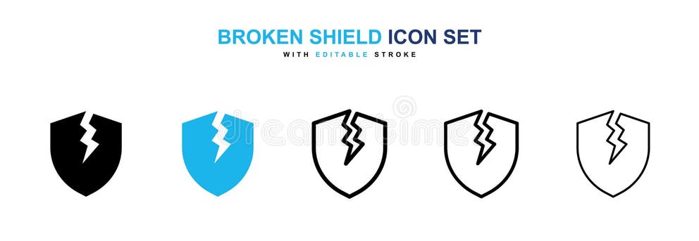 Broken shield icon vector stock vector. Illustration of attack - 348440645
