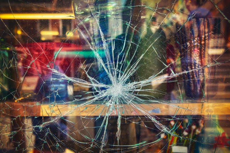 Broken Window Vandalism - Shop Closed Stock Photo - Image of urban ...
