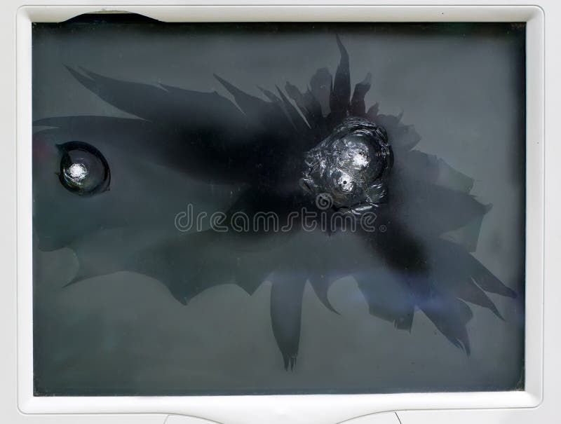 Broken Shot Bullets Screen of Computer Monitor Stock Image - Image of ...