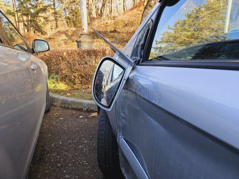 Broken Side Mirror of the Car. an Accident on the Road. Stock Photo ...