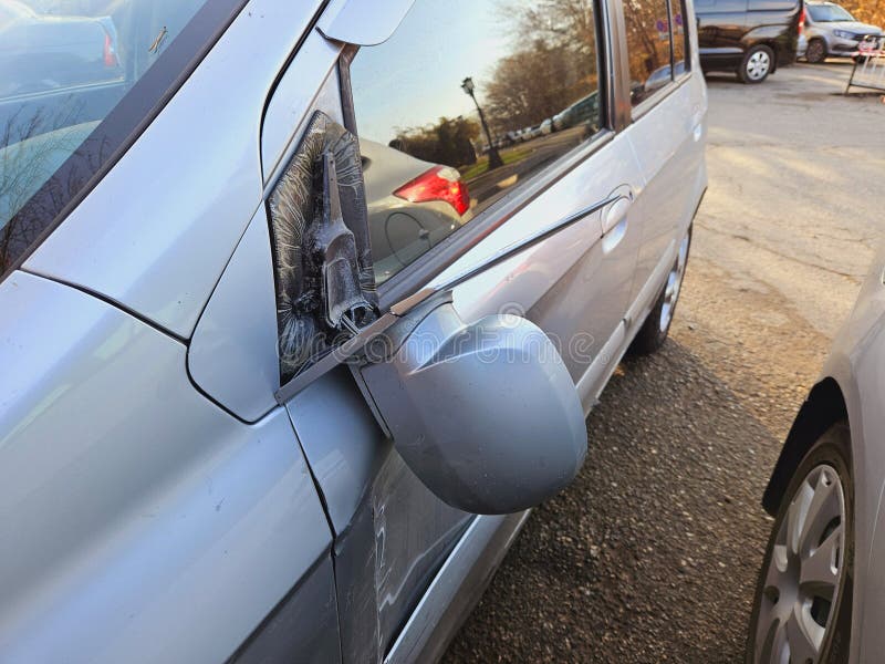 Broken Side Mirror of the Car. an Accident on the Road. Stock Photo ...
