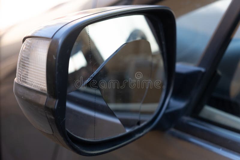 Broken Side Mirror of a Parked Car on Street in City Traffic Stock ...