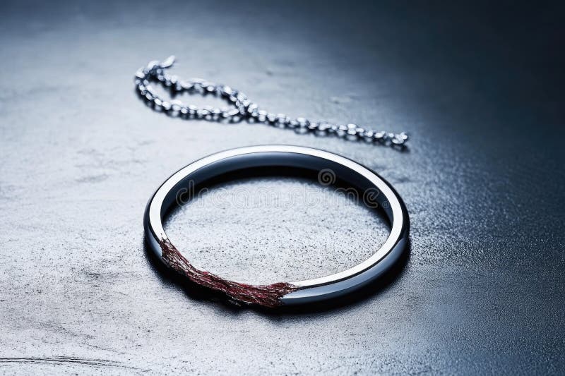 Broken Silver Ring with Fragile Chain on Dark Surface Stock Photo ...