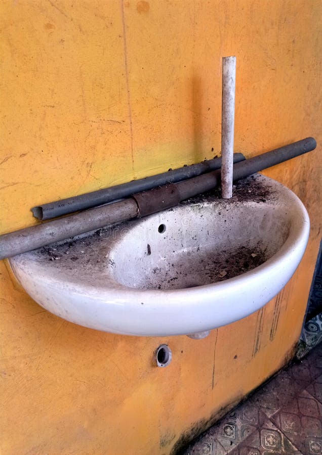 Broken Sink Neglected at School Stock Photo - Image of room, school ...