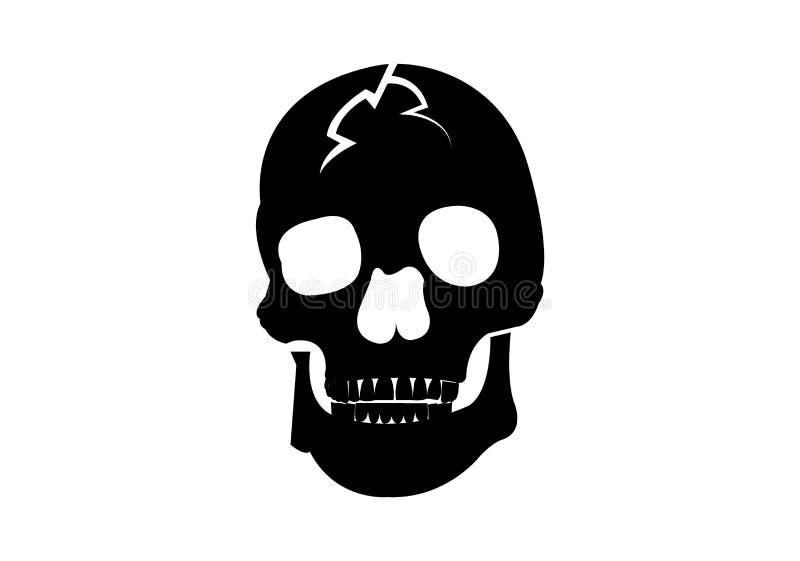 Broken Skull Icon On White Background Stock Vector - Illustration of ...