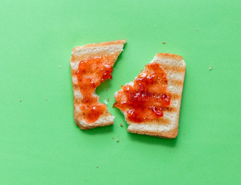 Broken Slice of Toast Bread and Jam Stock Image - Image of gluten ...