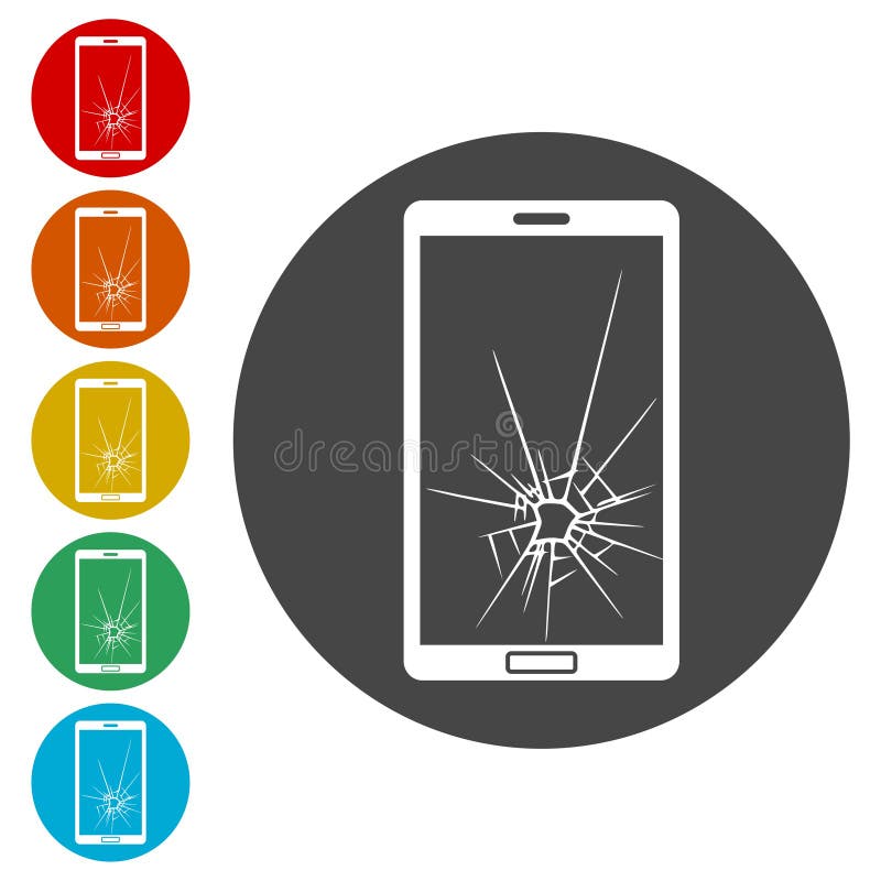 Broken Smart Phone Icons Set - Illustration Stock Vector - Illustration ...