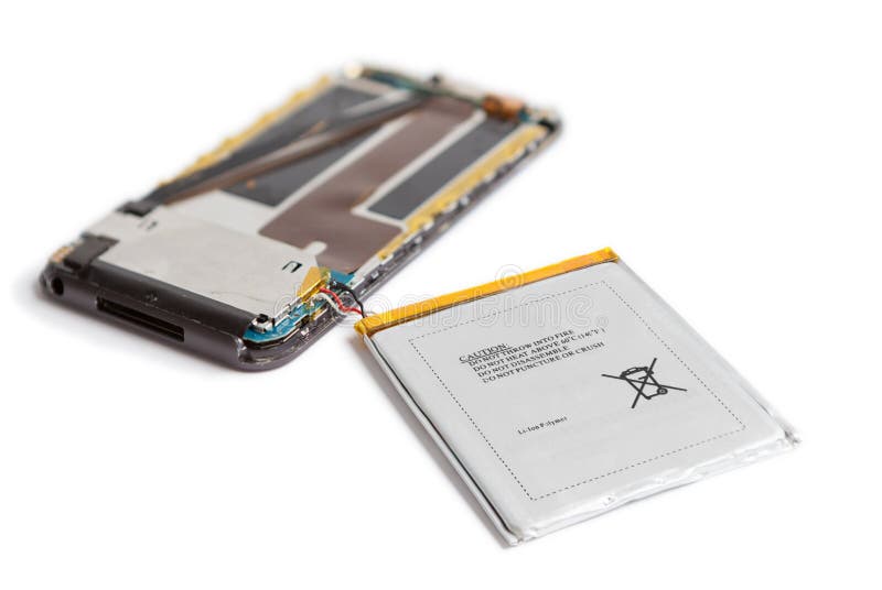 Broken smartphone battery stock image. Image of closeup - 29918443