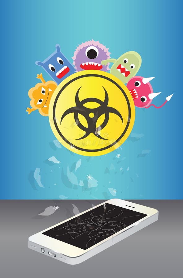 Broken Smartphone Device Infected Virus Stock Vector - Illustration of ...