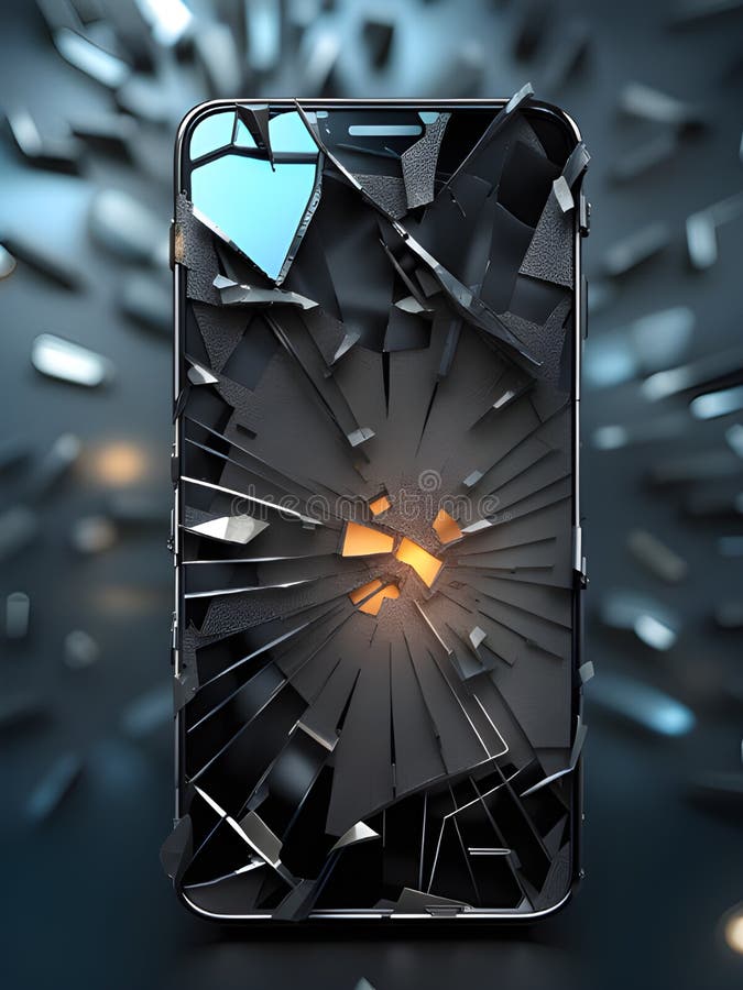 Broken Smartphone in Front of a Broken Smartphone with Broken Glass ...