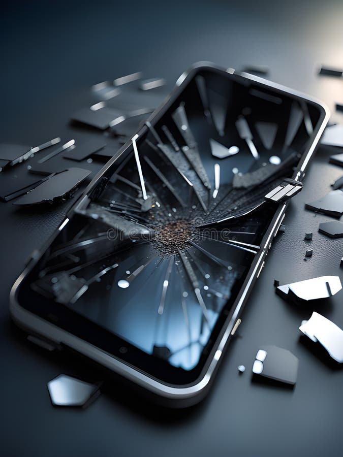 Broken Smartphone in Front of a Broken Smartphone with Broken Glass ...
