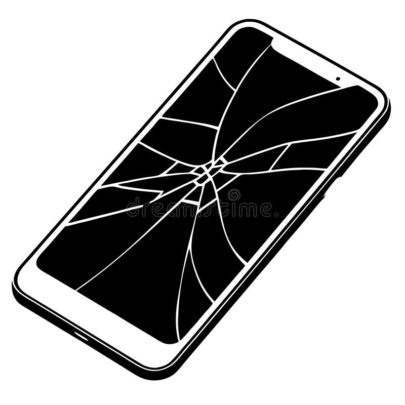 Broken Smartphone Graphic with Shattered Screen Design for Tech ...
